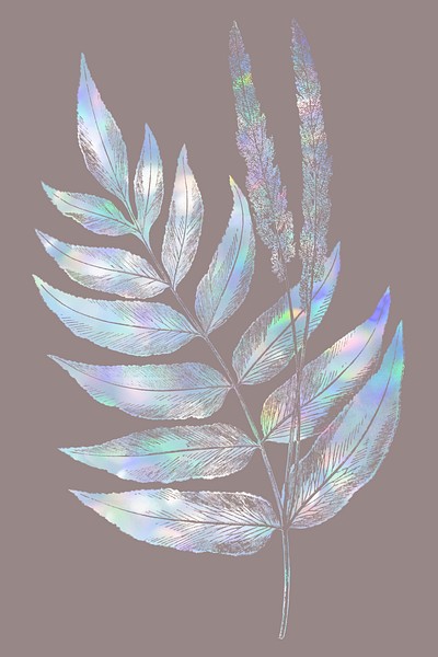 Holographic botanical fern leaves design | Premium PSD - rawpixel