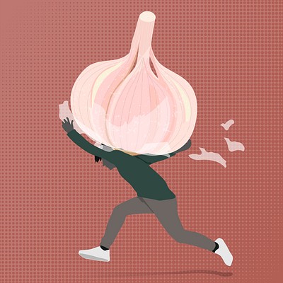 Man carrying a garlic on his | Free PSD Illustration - rawpixel