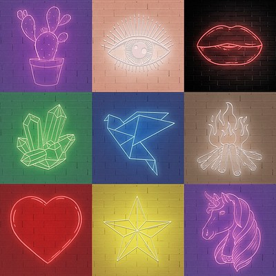 Neon journal sticker set design | Premium PNG - rawpixel