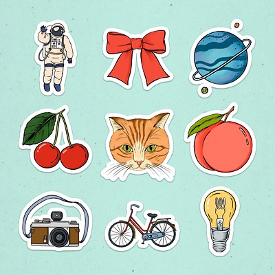 Colorful mix stickers set design | Premium PSD - rawpixel