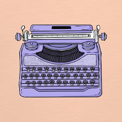 Classic purple typewriter psd | Premium PSD - rawpixel