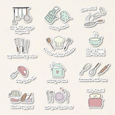 Cute kitchen utensils journal sticker | Premium PNG - rawpixel