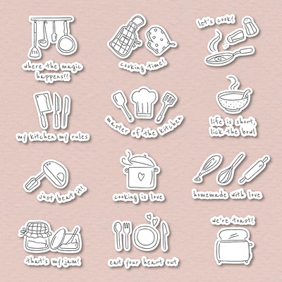 Cute kitchen stickers journaling set | Premium PNG - rawpixel