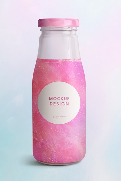 Shimmering pink drink glass bottle | Premium PSD Mockup - rawpixel