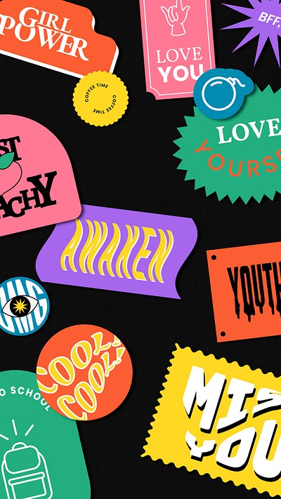 Retro word sticker pattern background | Free Photo - rawpixel