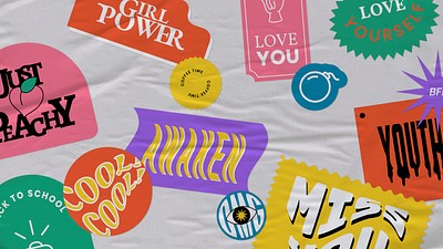 Retro word sticker psd background | Premium PSD - rawpixel