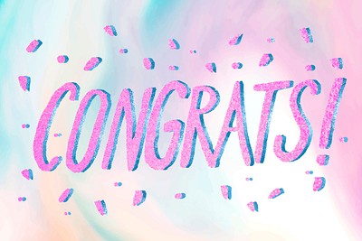 Congrats! sparkling pink typography word | Free Photo - rawpixel