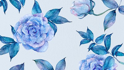Watercolor rose patterned blue background | Free Photo - rawpixel