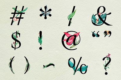 Psd symbol set botanical vintage | Premium PSD - rawpixel