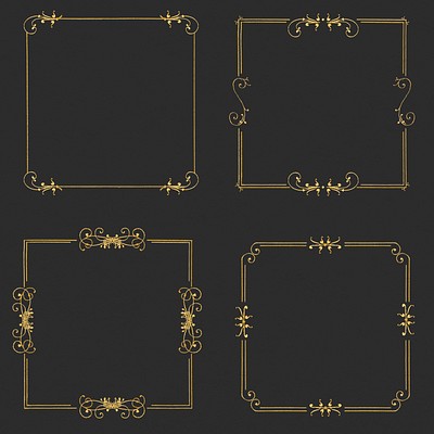 Gold filigree frame set psd, | Premium PSD - rawpixel