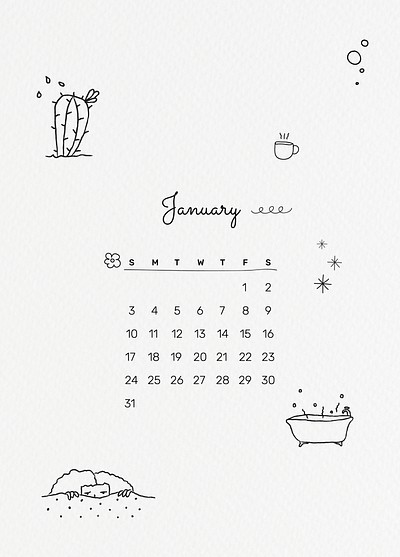 January 2021 printable template vector | Premium Vector - rawpixel