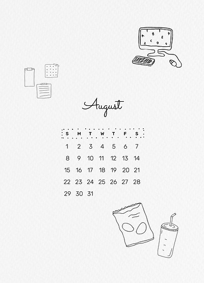 August 2021 printable template vector | Premium Vector - rawpixel