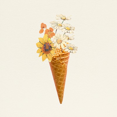 Floral cone png design element, | Premium PNG Sticker - rawpixel
