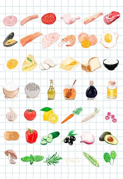 Hand drawn food ingredients watercolor | Premium Vector - rawpixel
