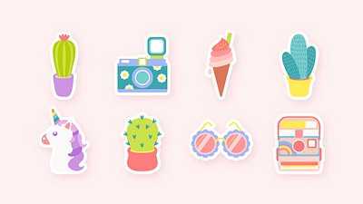 Cute sticker collection vector | Premium Vector - rawpixel