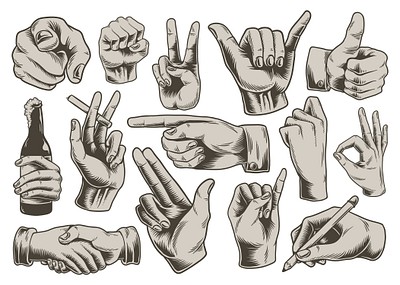 Collection of illustrated hand signs | Premium Vector - rawpixel