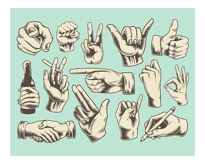 Hand signs illustration wall art | Premium Photo - rawpixel