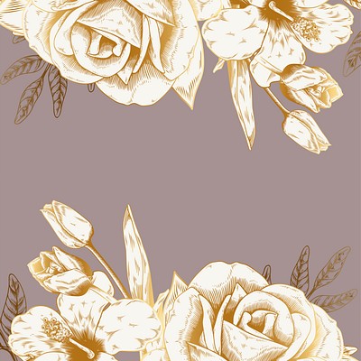 Hand drawn gold rose border | Premium PNG - rawpixel