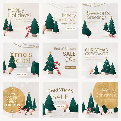Merry Christmas social media template, | Premium Vector Template - rawpixel
