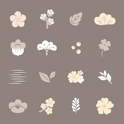 Beige spring flowers vector collection | Premium Vector - rawpixel