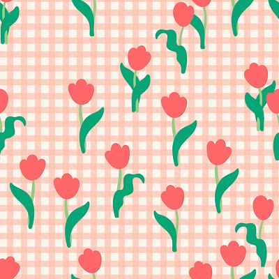 Spring flower pattern background, gingham | Premium Photo - rawpixel