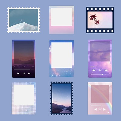 Aesthetic png photo frame stickers, | Premium PNG - rawpixel