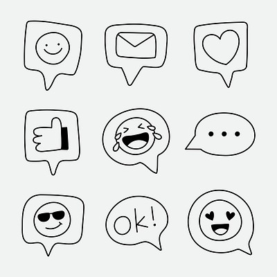 Cute emoticon doodle sticker, social | Premium PSD - rawpixel