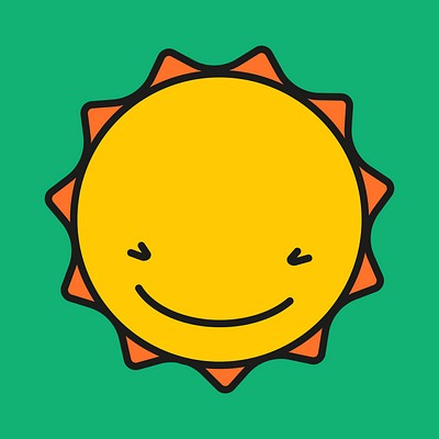 Funky sun sticker, sunny summer | PSD - rawpixel