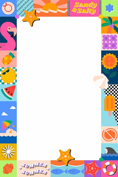 Kidcore vacation frame, funky tropical | Premium PSD - rawpixel