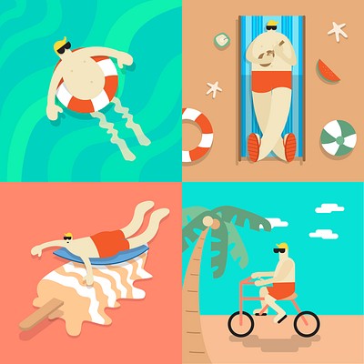 Chilling on the beach | Free Vector Illustration - rawpixel