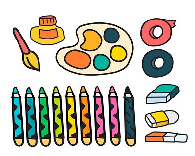 Vector set art paints stationery | Premium Vector - rawpixel