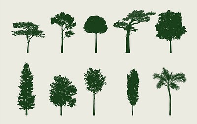 Collection of tree silhouettes vector | Free Vector - rawpixel