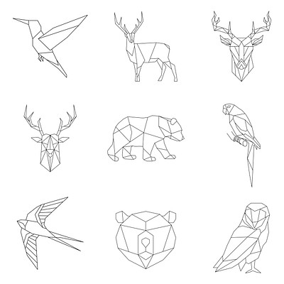 Set of animal linear illustrations | Premium Vector - rawpixel