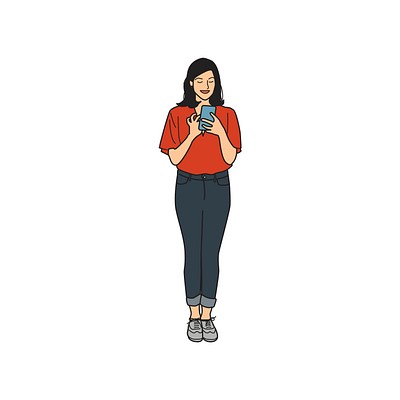Illustrated woman using mobile phone | Premium Vector Illustration ...