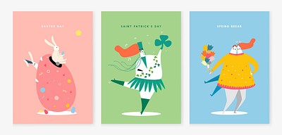 Set various holiday characters illustration | Premium Vector - rawpixel