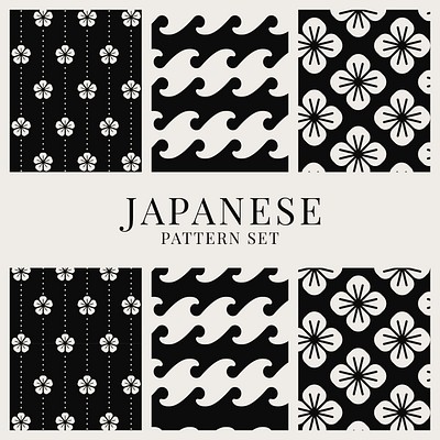 Japanese-inspired pattern vector set | Premium Vector - rawpixel
