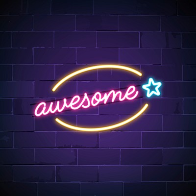 Pink awesome neon sign vector | Premium Vector - rawpixel