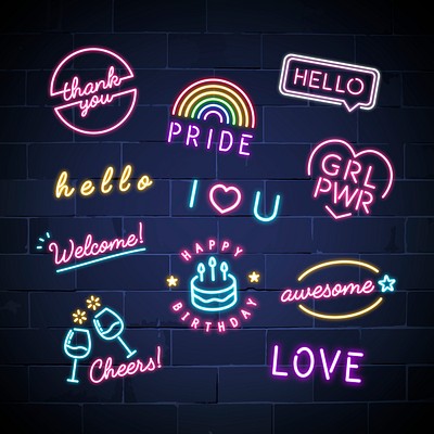 Various neon signs vector set | Premium Vector - rawpixel