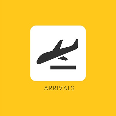 Yellow arrivals sign plane icon | Premium Vector - rawpixel