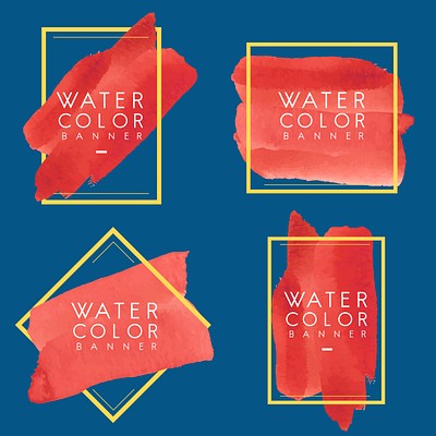 Set of red watercolor banner | Free Vector - rawpixel