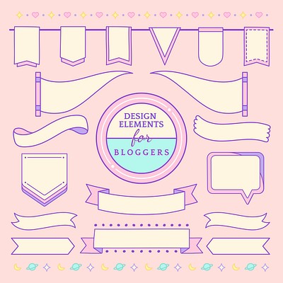 Cute and girly design elements | Free Vector - rawpixel