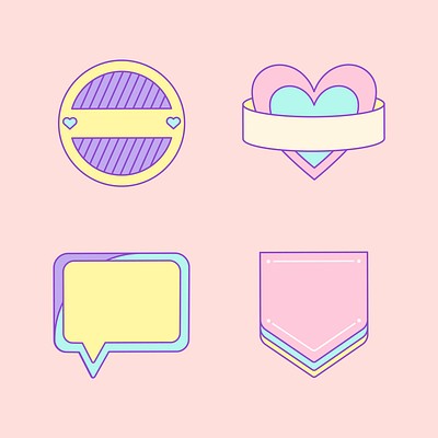 Set cute and girly badge | Premium Vector - rawpixel