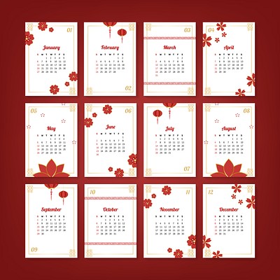 Red and gold Chinese calendar | Premium Vector - rawpixel