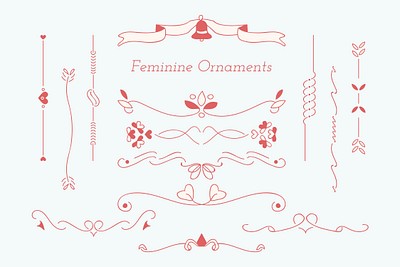 Red feminine ornamental dividers vector | Premium Vector - rawpixel