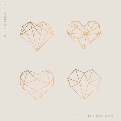 Geometric style heart collection vectors | Premium Vector - rawpixel