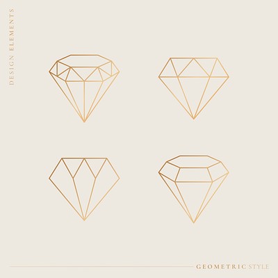 Geometric diamond design collection vector | Premium Vector - rawpixel
