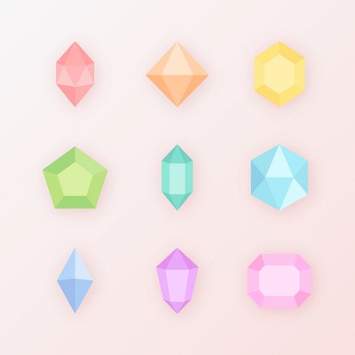 Colorful crystal stone vector collection | Premium Vector - rawpixel