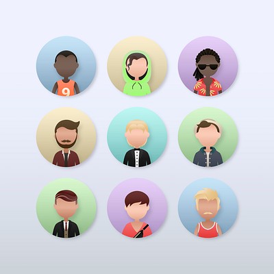 Set diverse men avatar character | Premium PSD - rawpixel