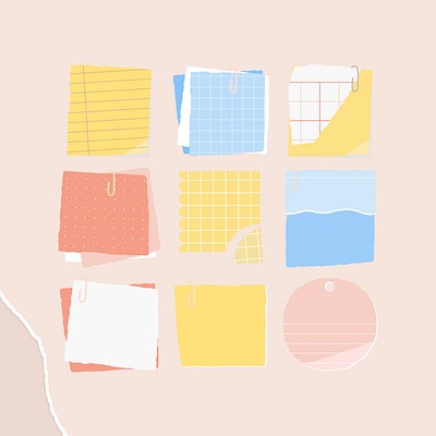 Colorful paper note collection social | Premium PSD - rawpixel
