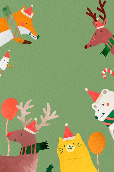 Christmas animal doodle frame vector | Premium Vector - rawpixel